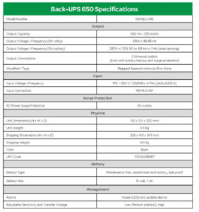 APC Back-UPS 650VA 230V BX650LI-MS - SafeTrolley