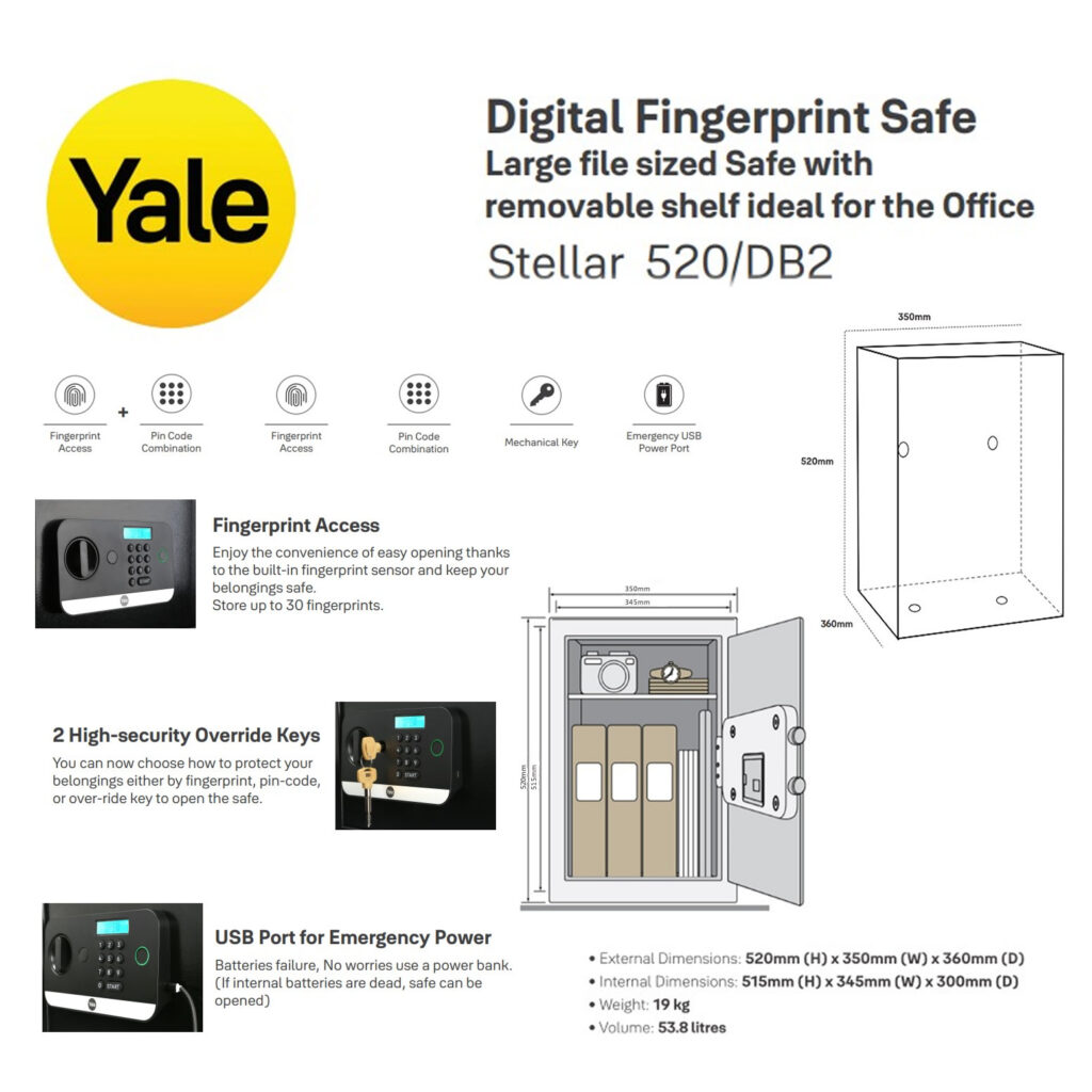 Yale Fingerprint Safe Stellar 520/DB2 - SafeTrolley