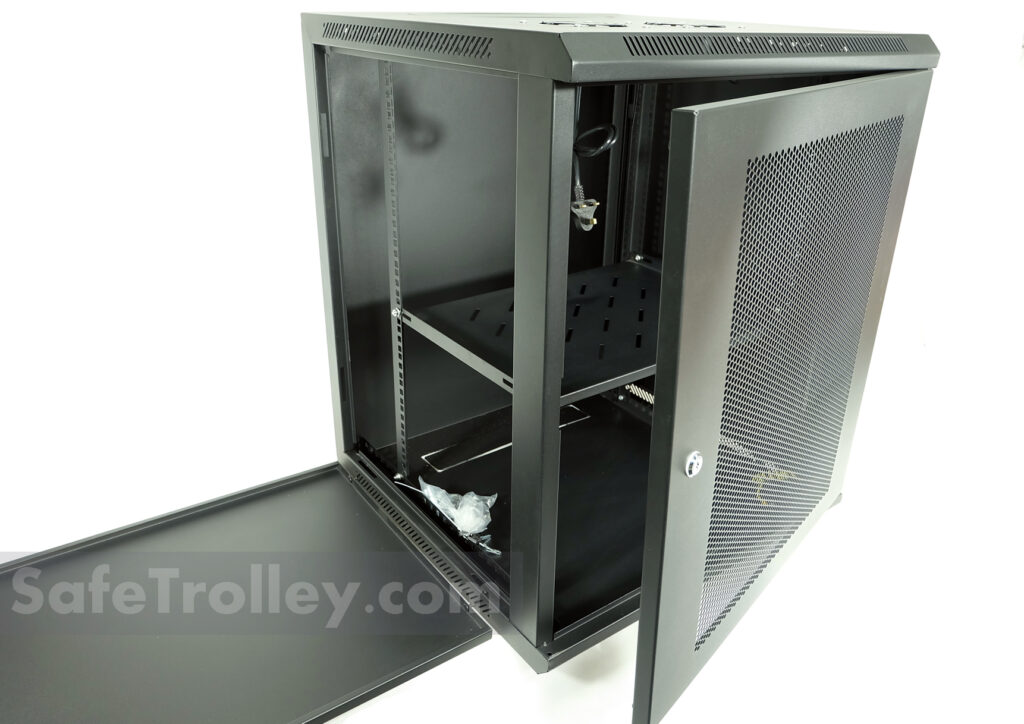 15U Wall Mount Server Rack W6615M Mesh Door - SafeTrolley