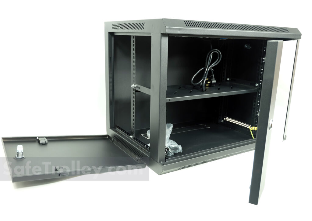 9U Wall Mount Server Rack W6409G Glass Door - SafeTrolley