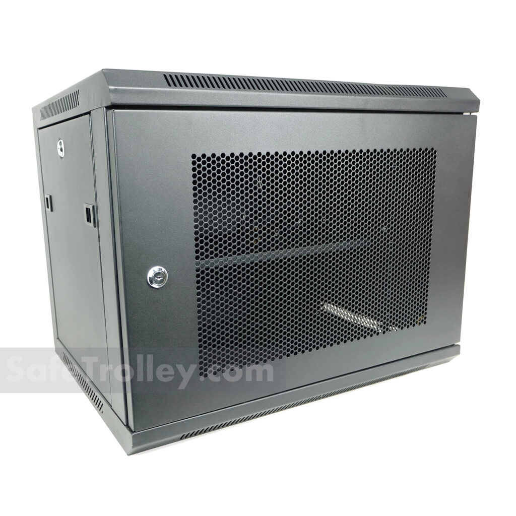 9U Wall Mount Server Rack W6409M Mesh Door - SafeTrolley