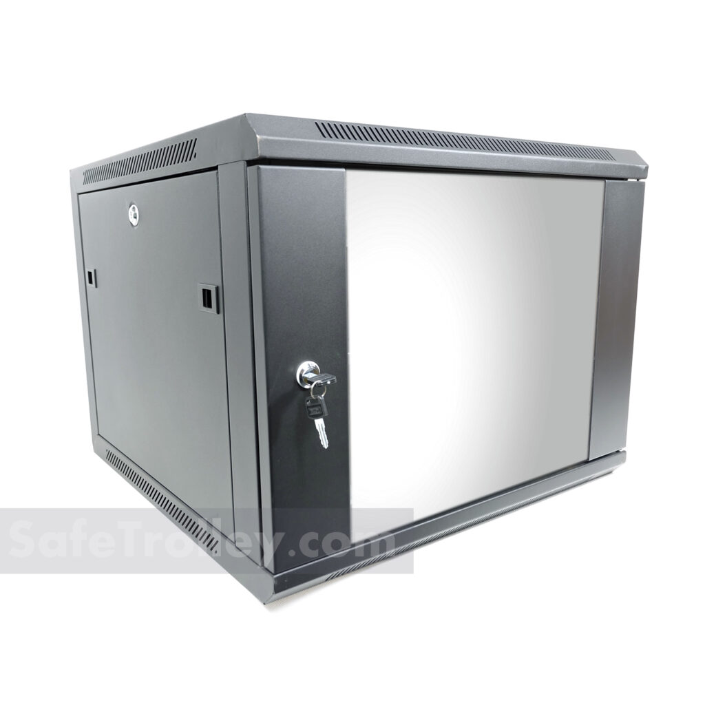 9U Wall Mount Server Rack W6609G Glass Door - SafeTrolley
