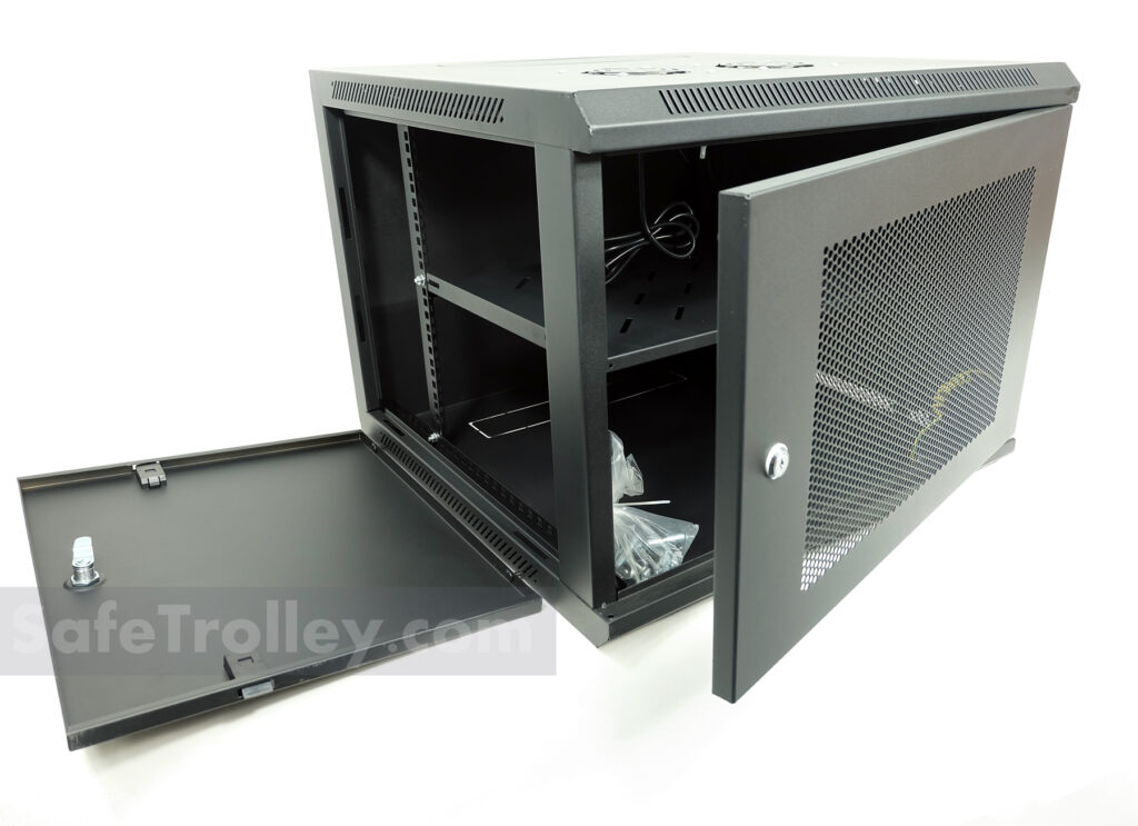 9U Wall Mount Server Rack W6609M Mesh Door - SafeTrolley