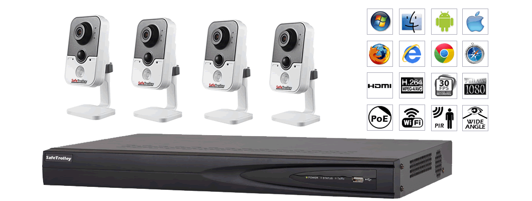 High Definition Wireless IP CCTV Camera with NVR - SafeTrolley